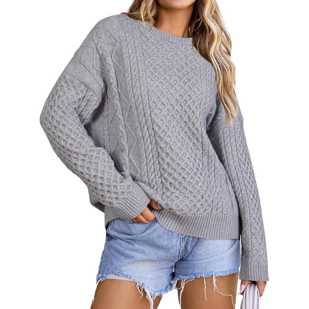 Arach&Cloz Women’s Wool Blend Cable Knit Spring Winter Chunky Oversized ...
